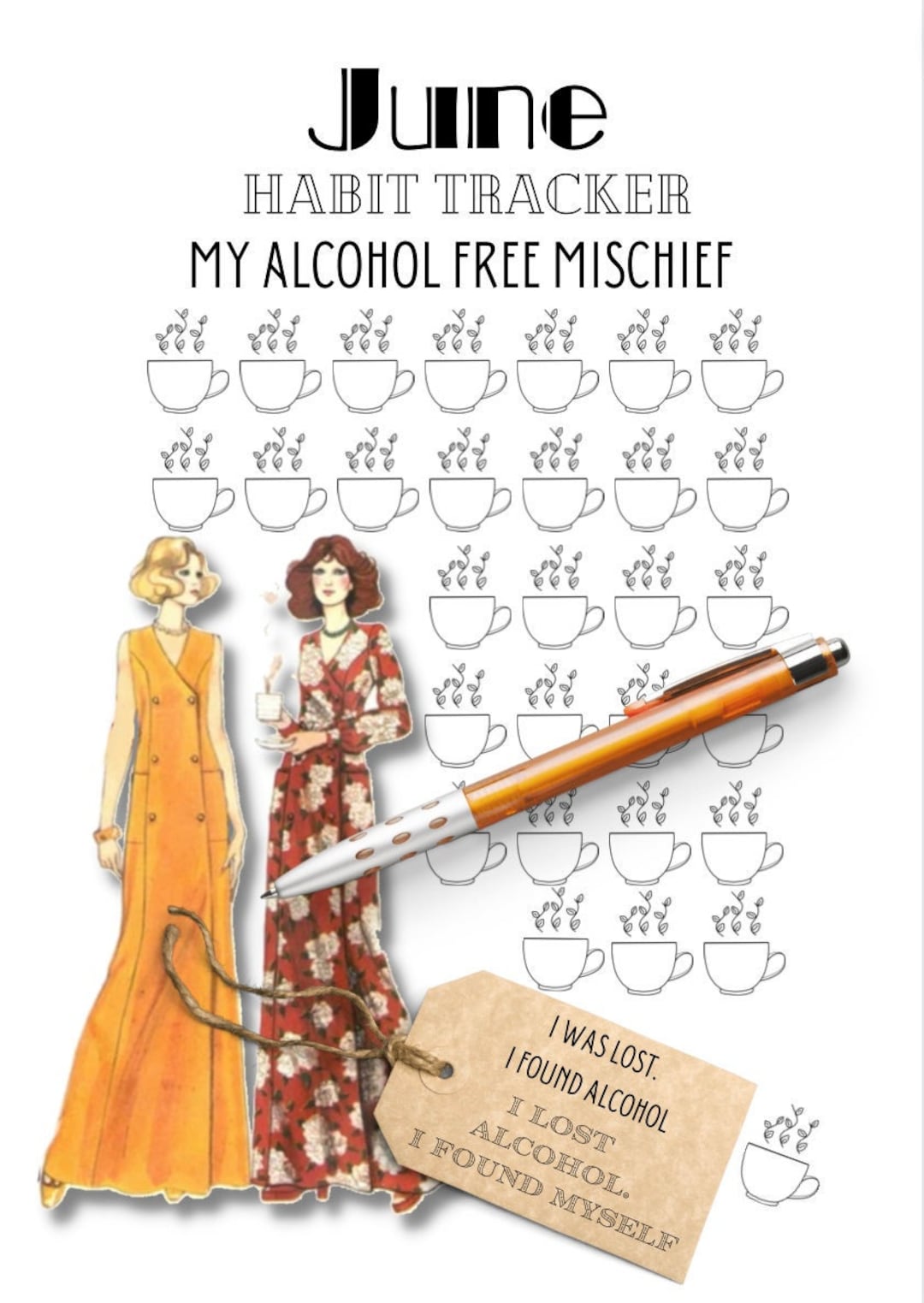 June Sober Habit Tracker Instant Download Printable - Etsy