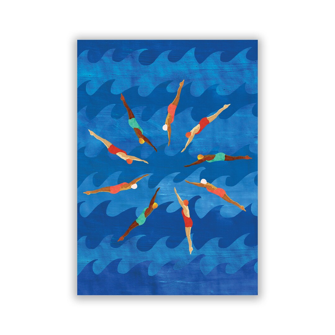 Nostalgic Swimmers Print | Synchronised Swimming | Cold Water Swimming ...