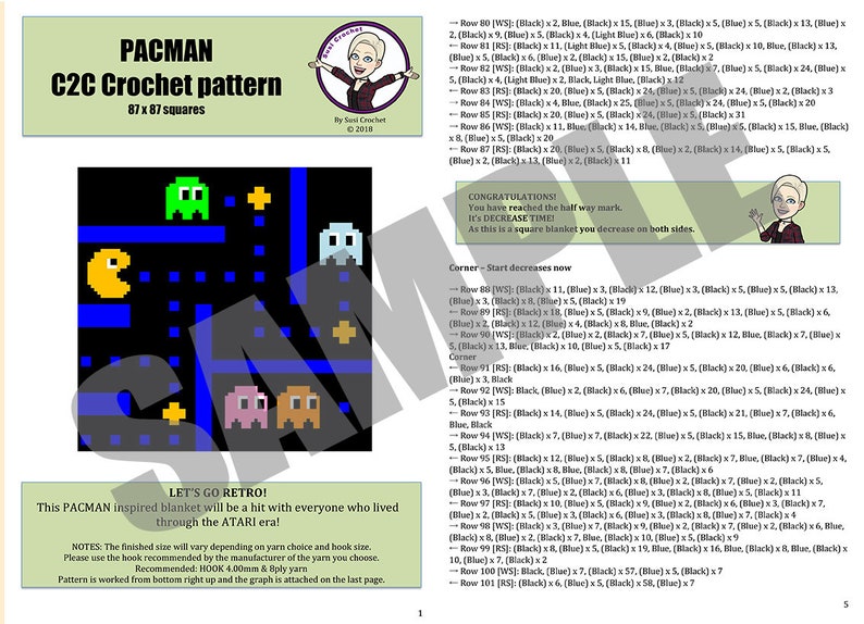 PACMAN C2C Crochet Pattern - PDF Download - Etsy Australia