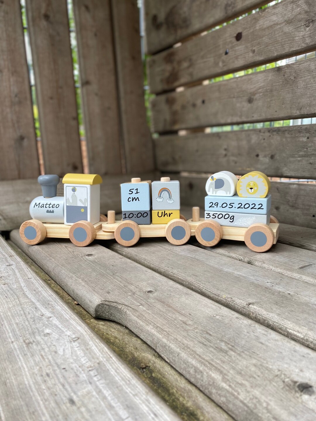 Wooden Railway Train Plug Forms Toddler Multicolored Natural V BABY ...