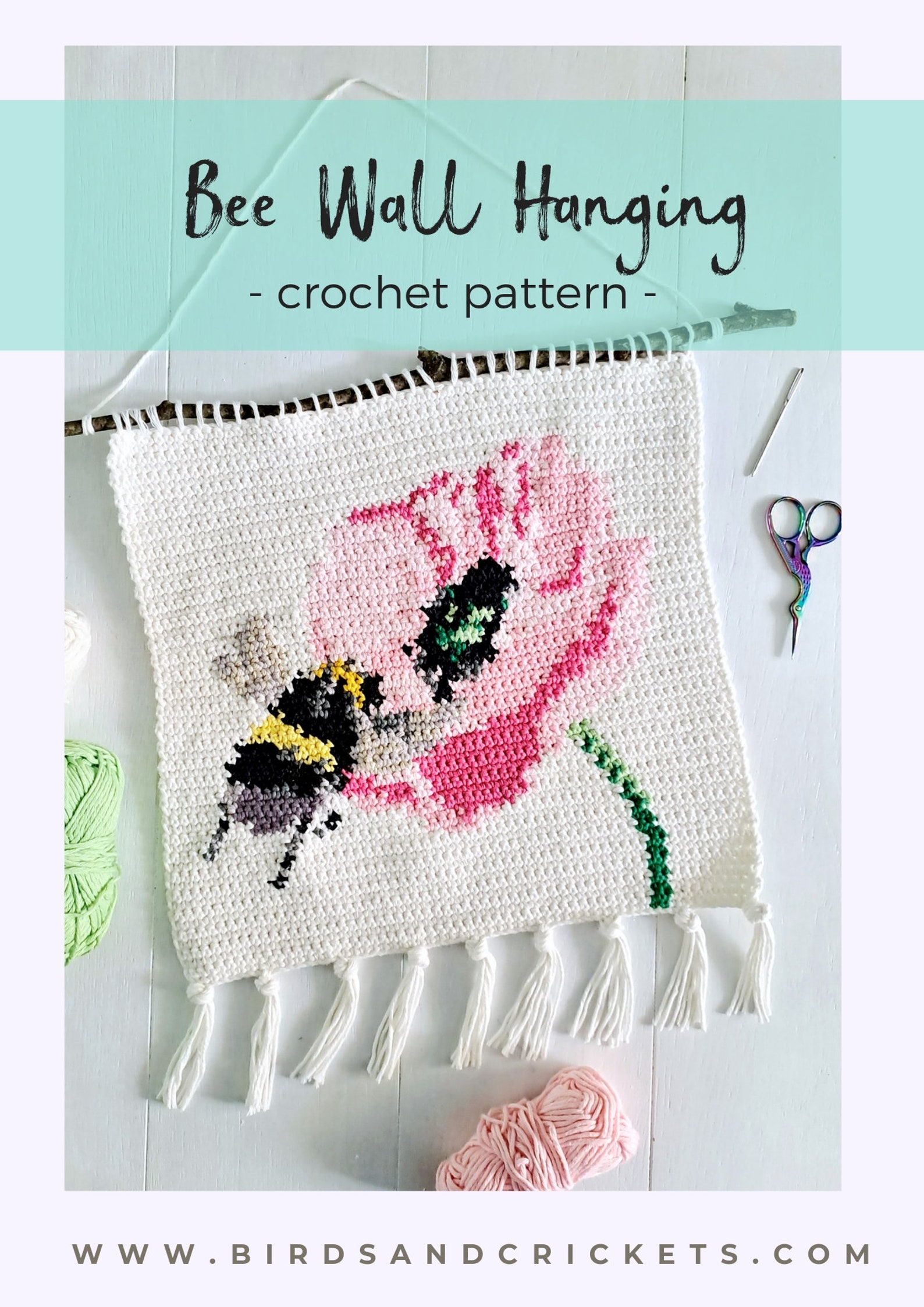 Bee Wall Art Crochet Pattern - Flower Tapestry DIY Vintage Decor - Etsy
