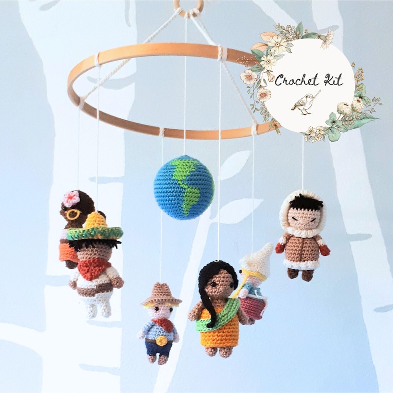Cultural Crochet Mobile Kit for Multicultural Nursery Decor - Etsy