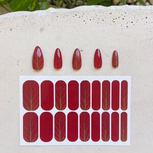 Red Nails, Waterslide Decals, Plant Nail Decals, Leaf Nail Art, Full ...
