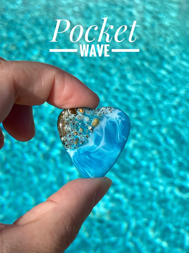 Pocket Hug Token Pocket Heart Ocean Wave Token Beach Token - Etsy