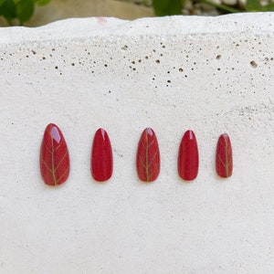Red Nails, Waterslide Decals, Plant Nail Decals, Leaf Nail Art, Full ...