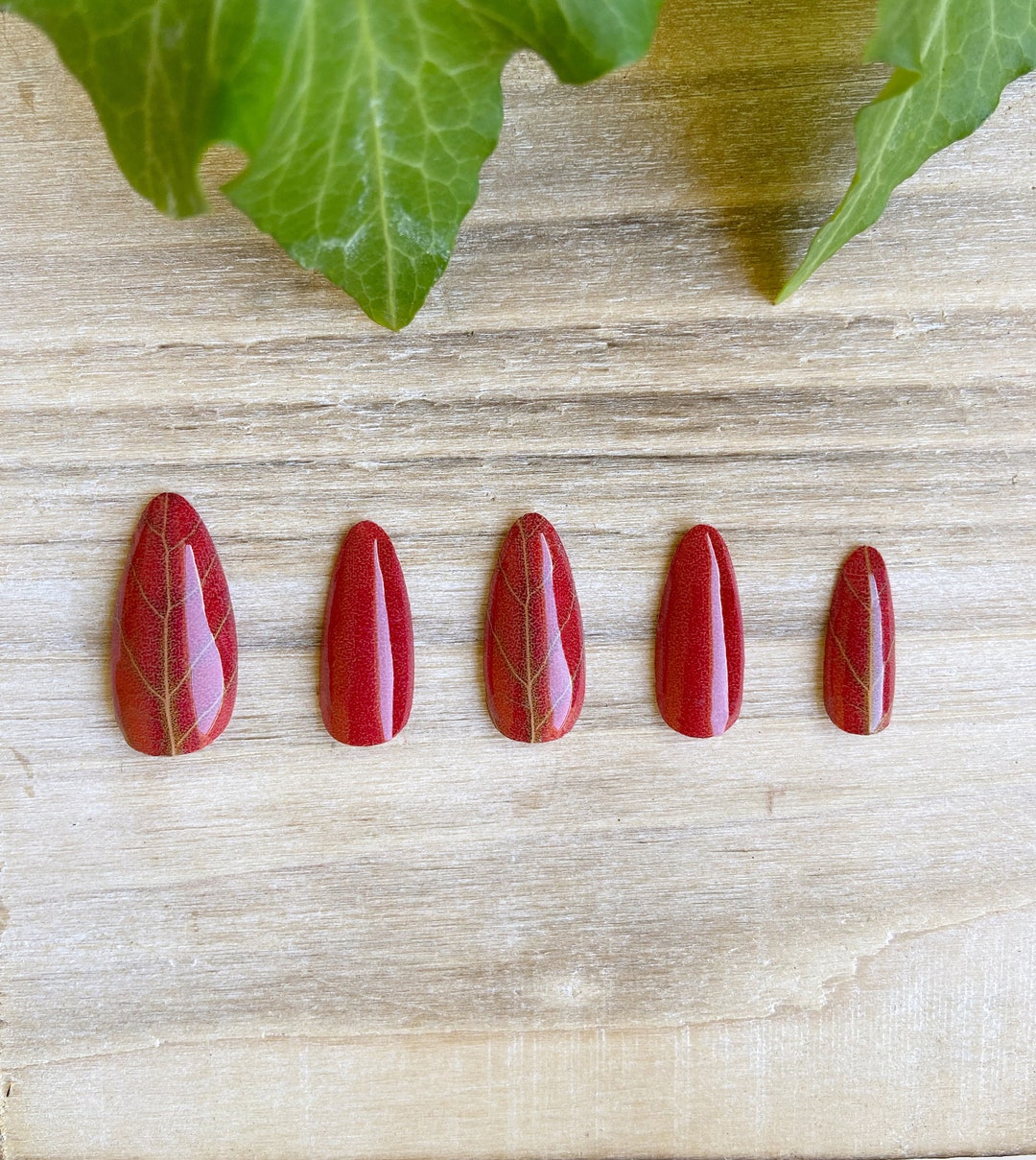 Red Nails, Waterslide Decals, Plant Nail Decals, Leaf Nail Art, Full ...