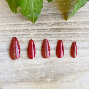 Red Nails, Waterslide Decals, Plant Nail Decals, Leaf Nail Art, Full ...