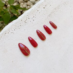 Red Nails, Waterslide Decals, Plant Nail Decals, Leaf Nail Art, Full ...