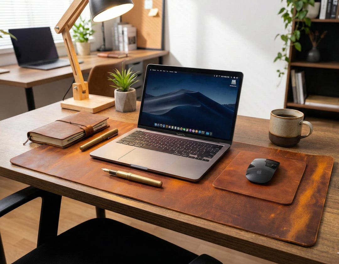 Handmade Full-grain Leather Desk Mat, Personalized Office Table Pad - Etsy