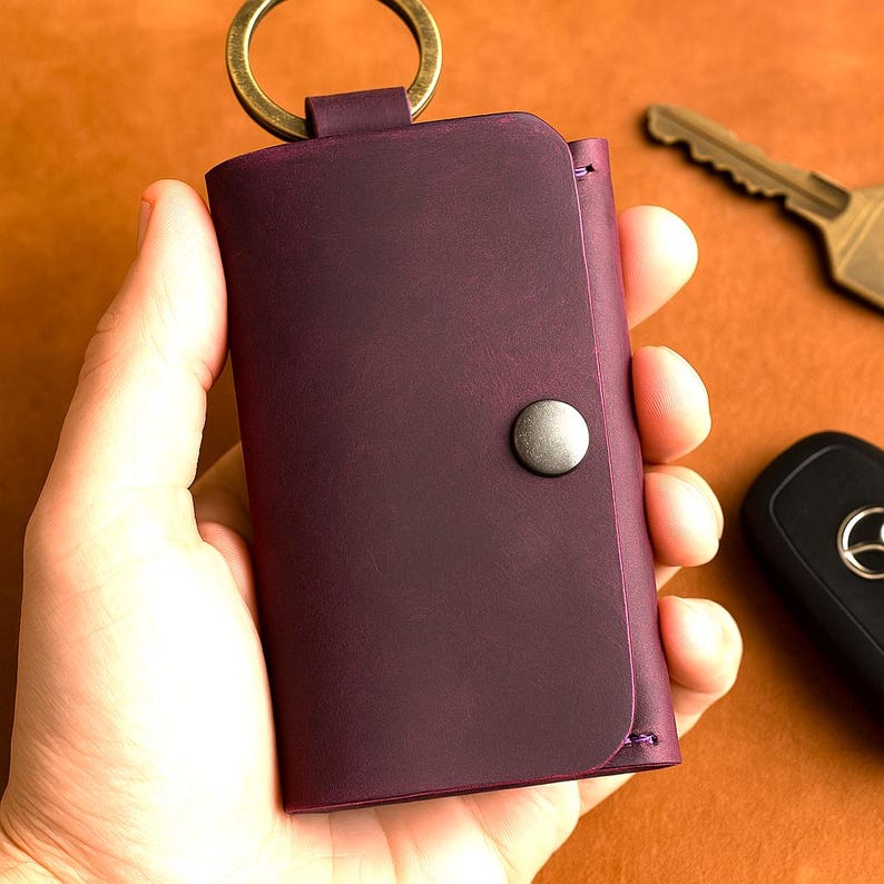 Mini Wallet With Key Ring, Minimalist Keychain Card Holder, Minimalist ...