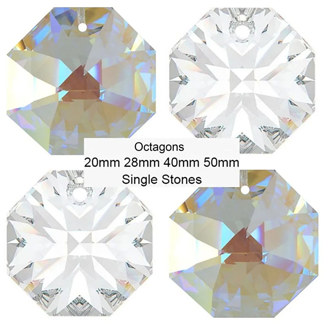 Lily Octagon Crystals 20mm 28mm 40mm 50mm Single Pieces Genuine Glass ...
