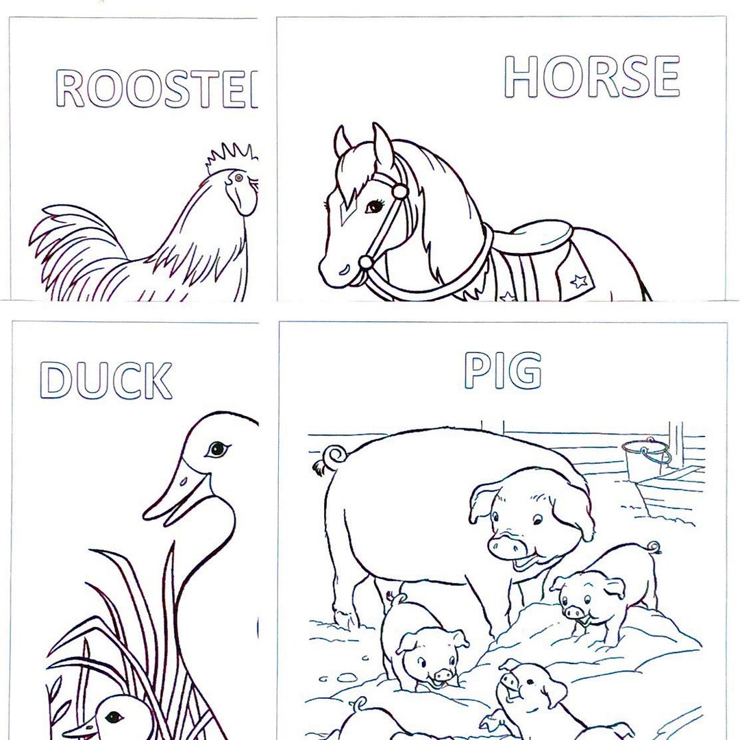 Coloring Pages, Farm Animals Edition, 10 Printable Sheets, Educational ...