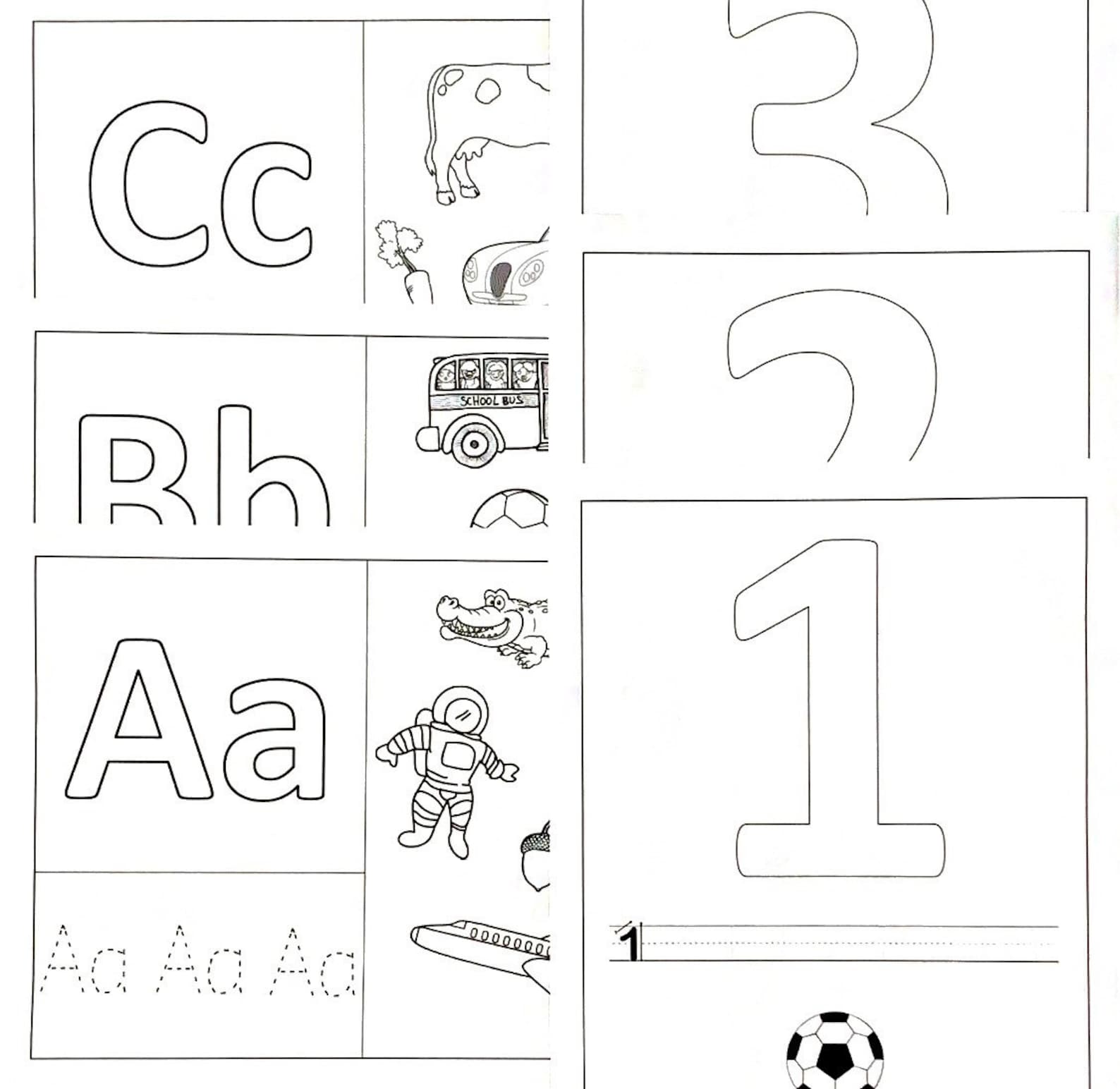 Preschool Coloring Pages, 36 Printable Sheets, Alphabets and Numbers ...