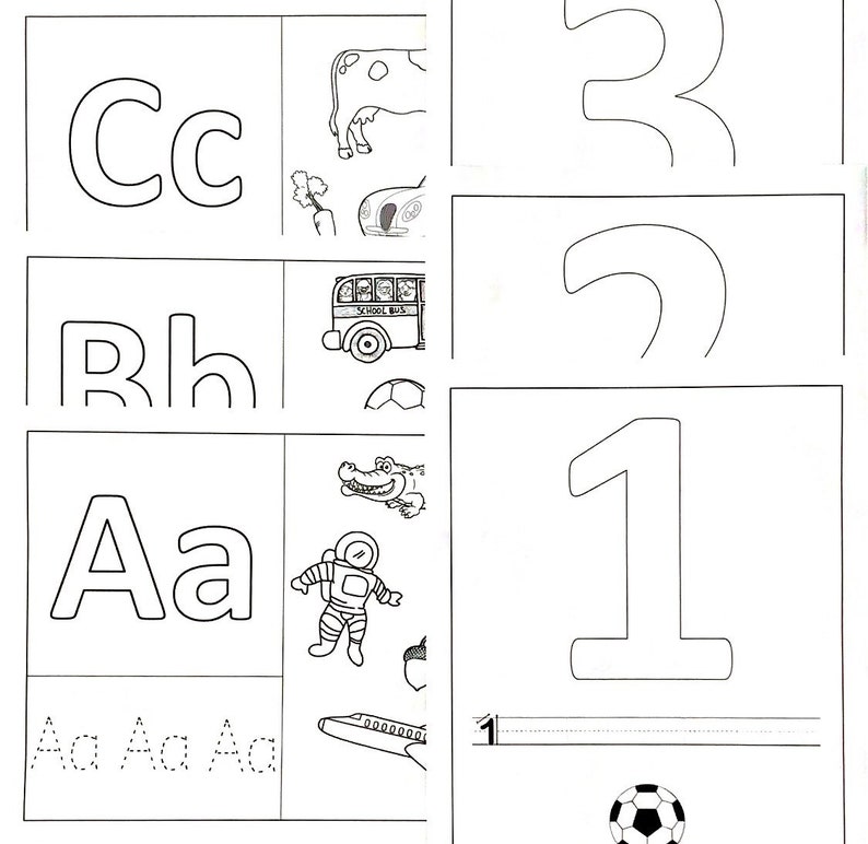 Preschool Coloring Pages, 36 Printable Sheets, Alphabets and Numbers ...