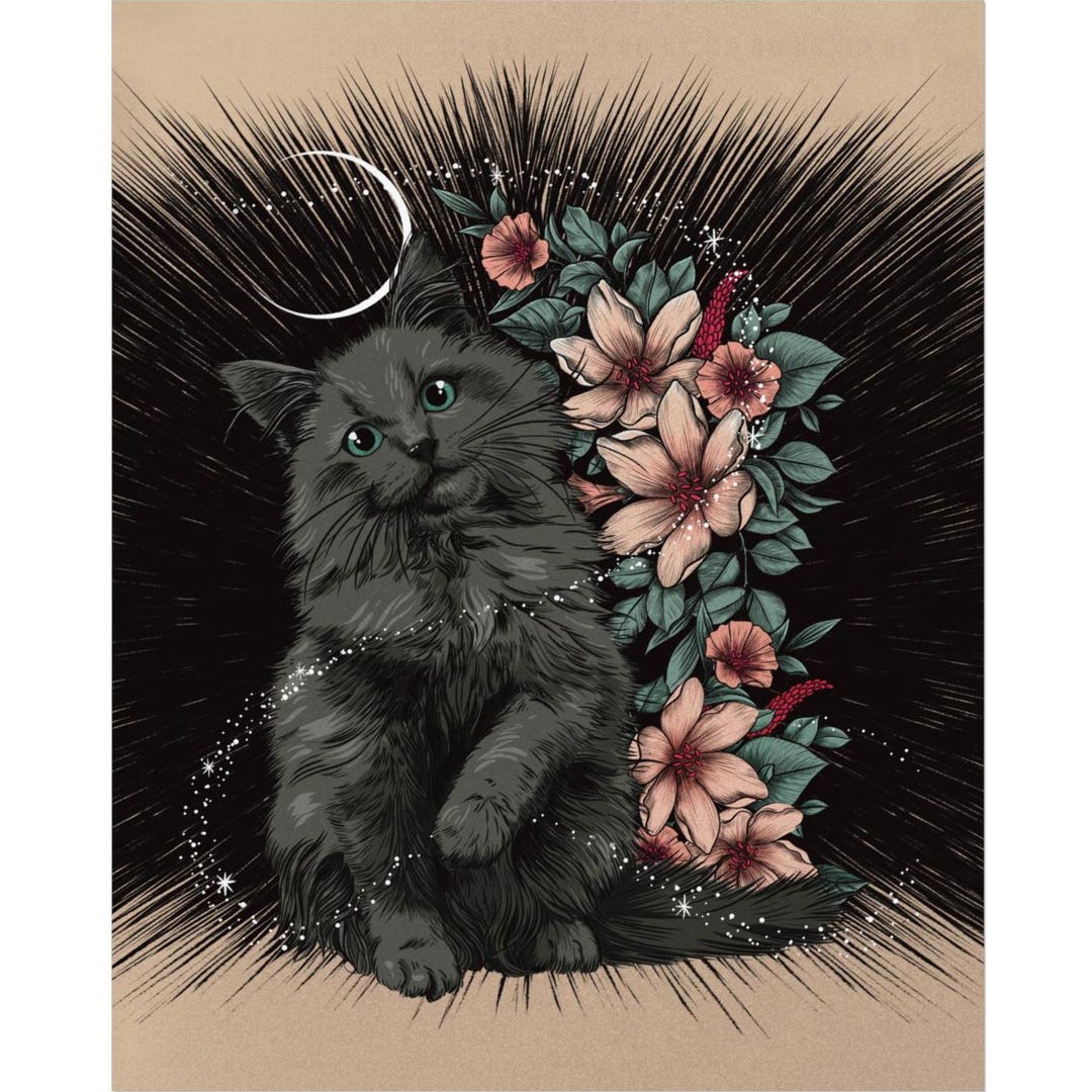 Magical Black Cat Fine Art Posters | Witchy Wall Decor, Cat Lover Art ...