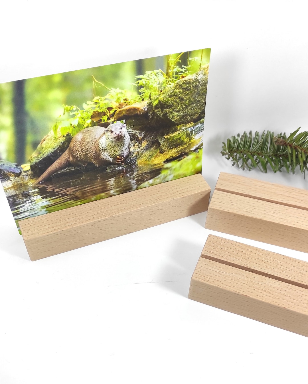 Photo Stand, Calendar Base Made of Beech Wood, Wooden Card Stand, Table ...