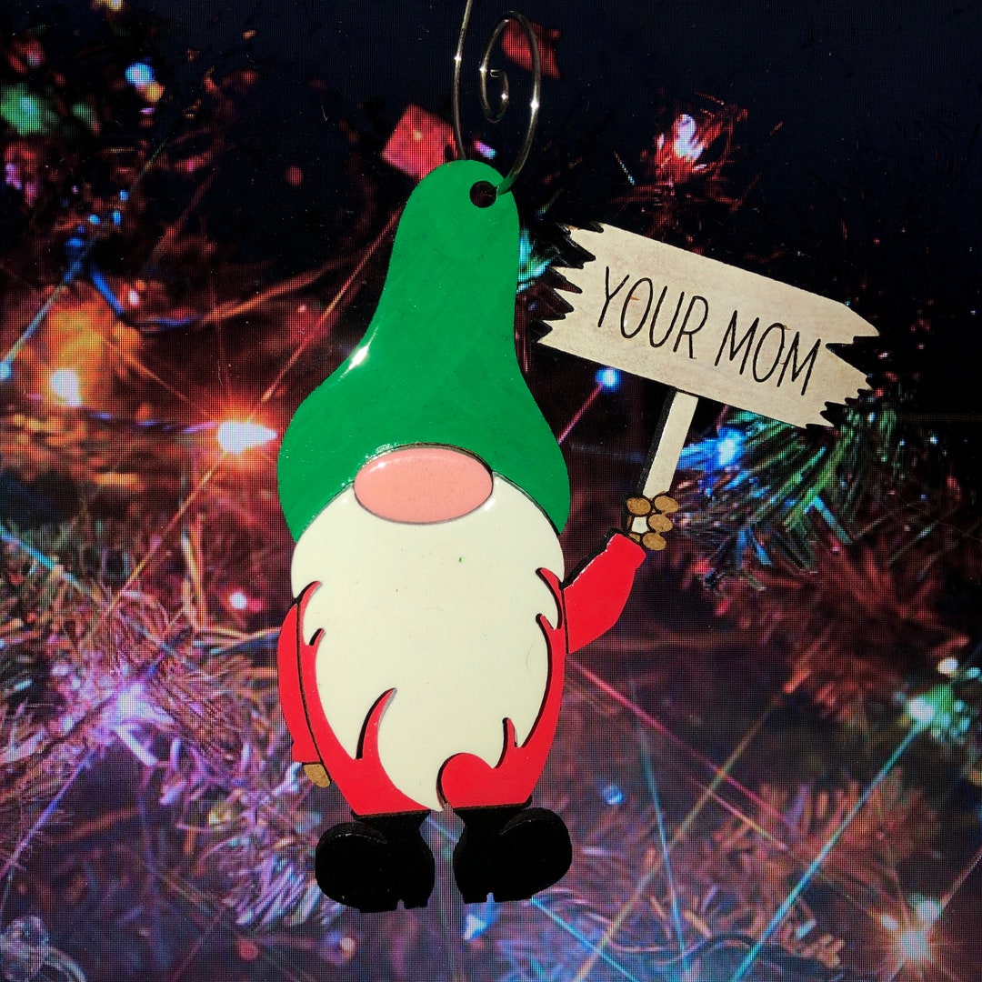 Snarky Gnome Ornament SVG, Christmas Gnome, Standing Gnome With Sign ...