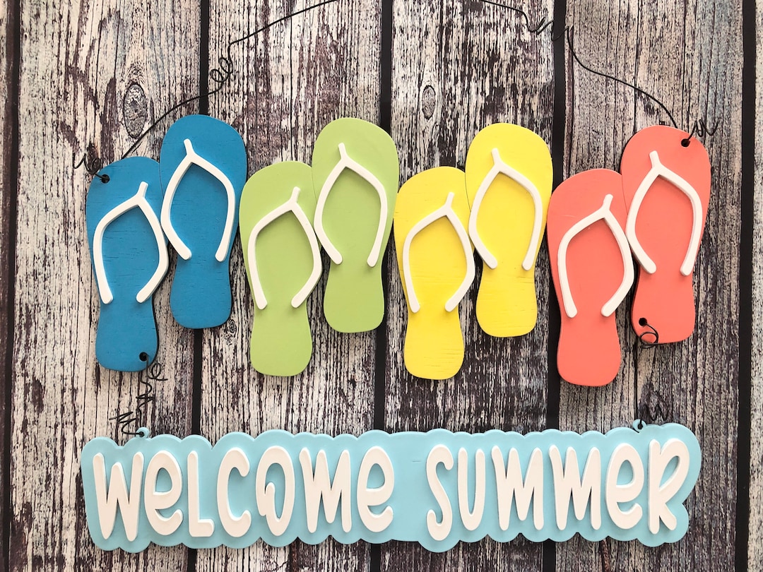 Welcome Summer Flip Flop SVG for Door Hanger - Etsy