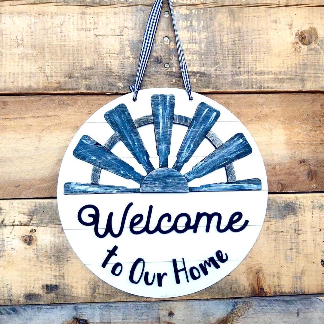 Windmill Welcome Farmhouse Shiplap Door Hanger Svg Two Options - Etsy