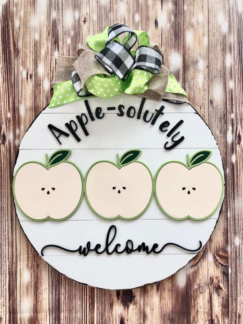 Shiplap Apple Apple-solutely Wecome Sign Door Hanger Summer - Etsy
