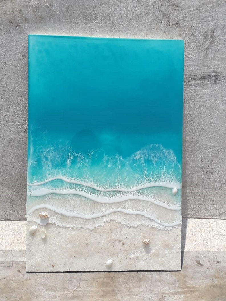 Made to Order, Resin Ocean Beach Art for Living Room and Office Wall ...