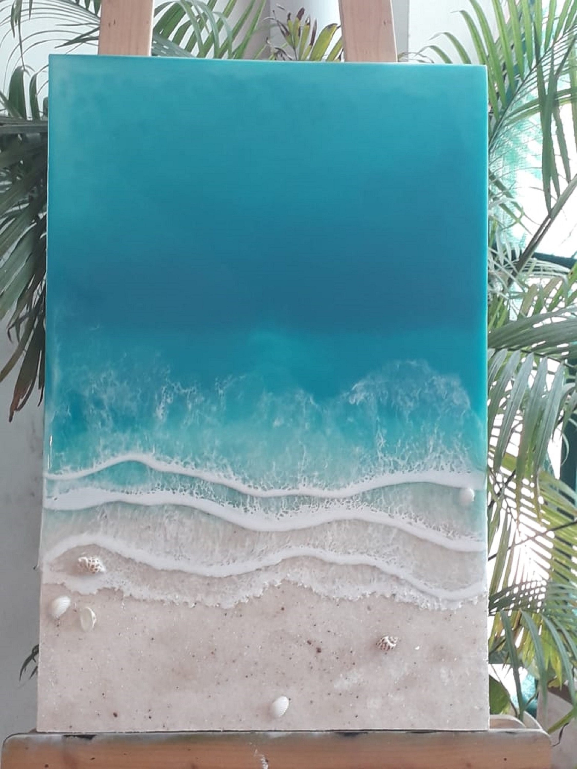 Made to Order, Resin Ocean Beach Art for Living Room and Office Wall ...
