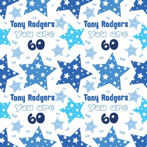 Personalised Blue Name and Age Birthday Wrapping Paper 24 X 32in/610 X ...