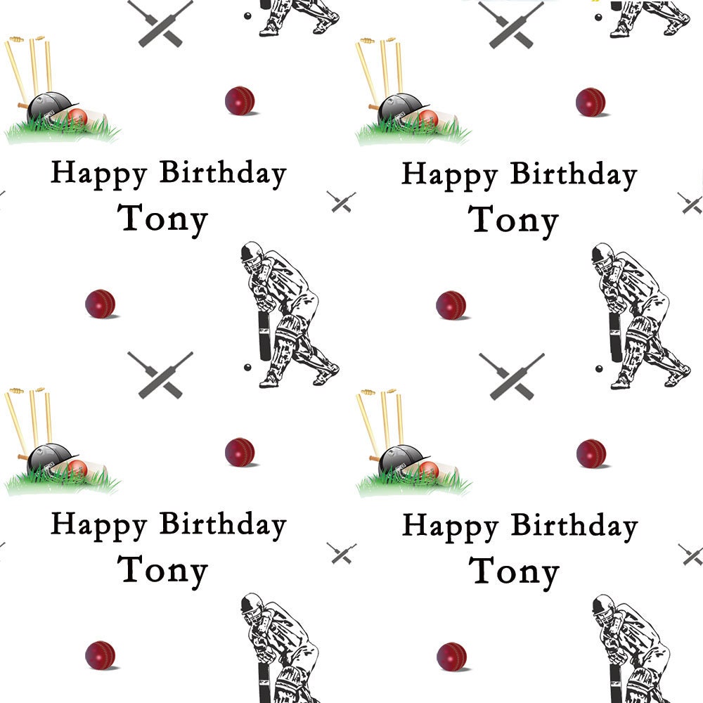 Cricket Fan Personalised Birthday Wrapping Paper (recyclable) 24 X 32in ...