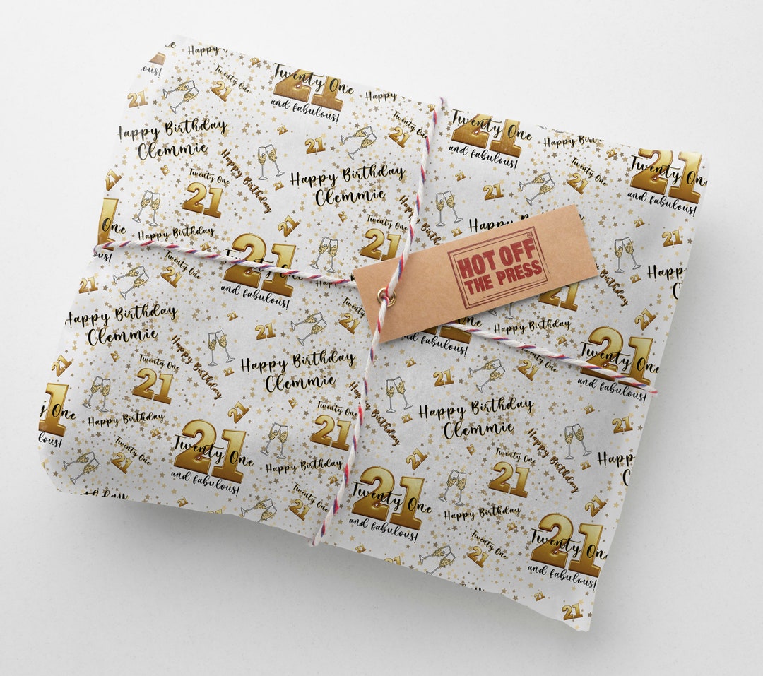 21st Personalised Birthday Wrapping Paper (recyclable) - Large Sheet 24 ...