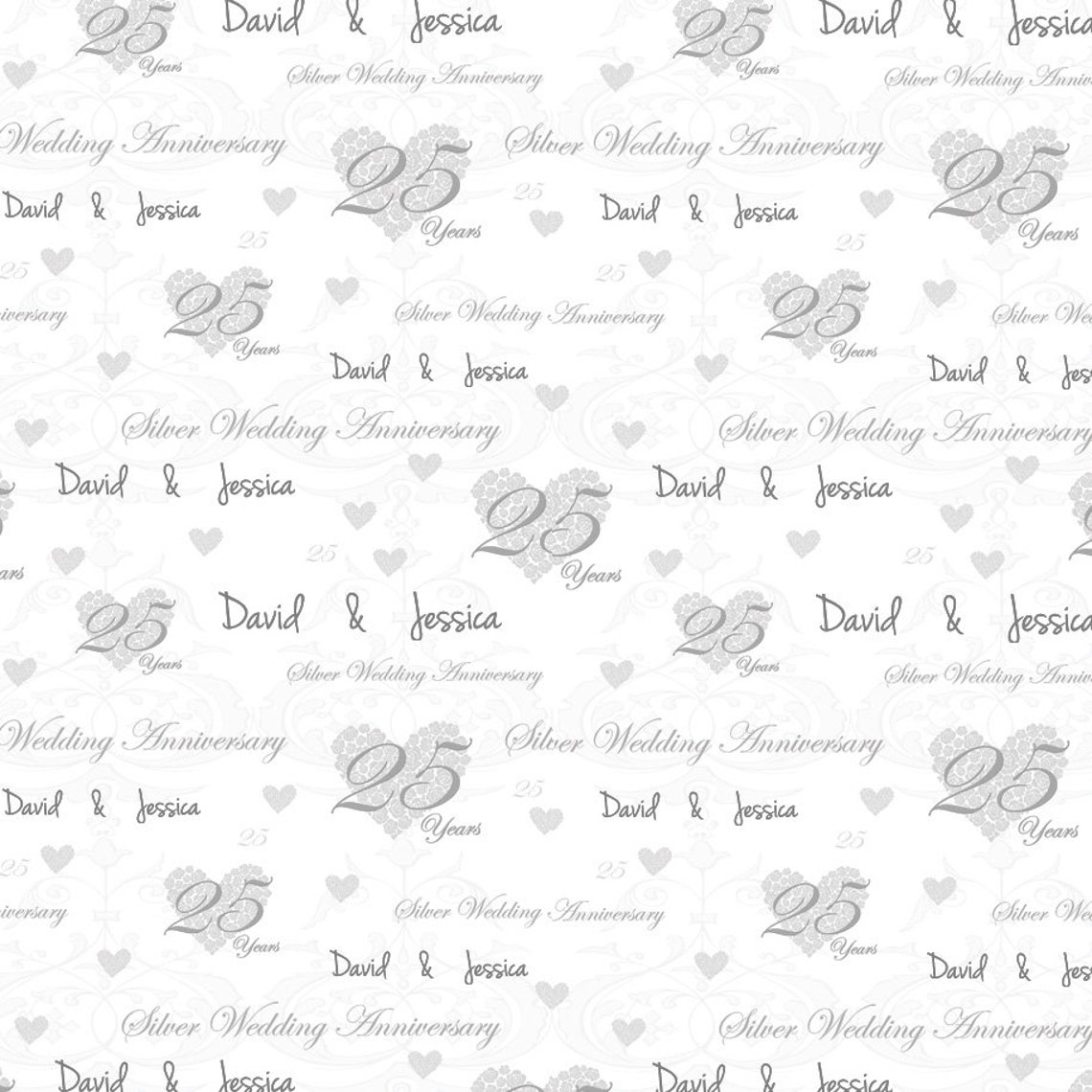 Personalised Silver Wedding Anniversary Wrapping Paper 25 | Etsy