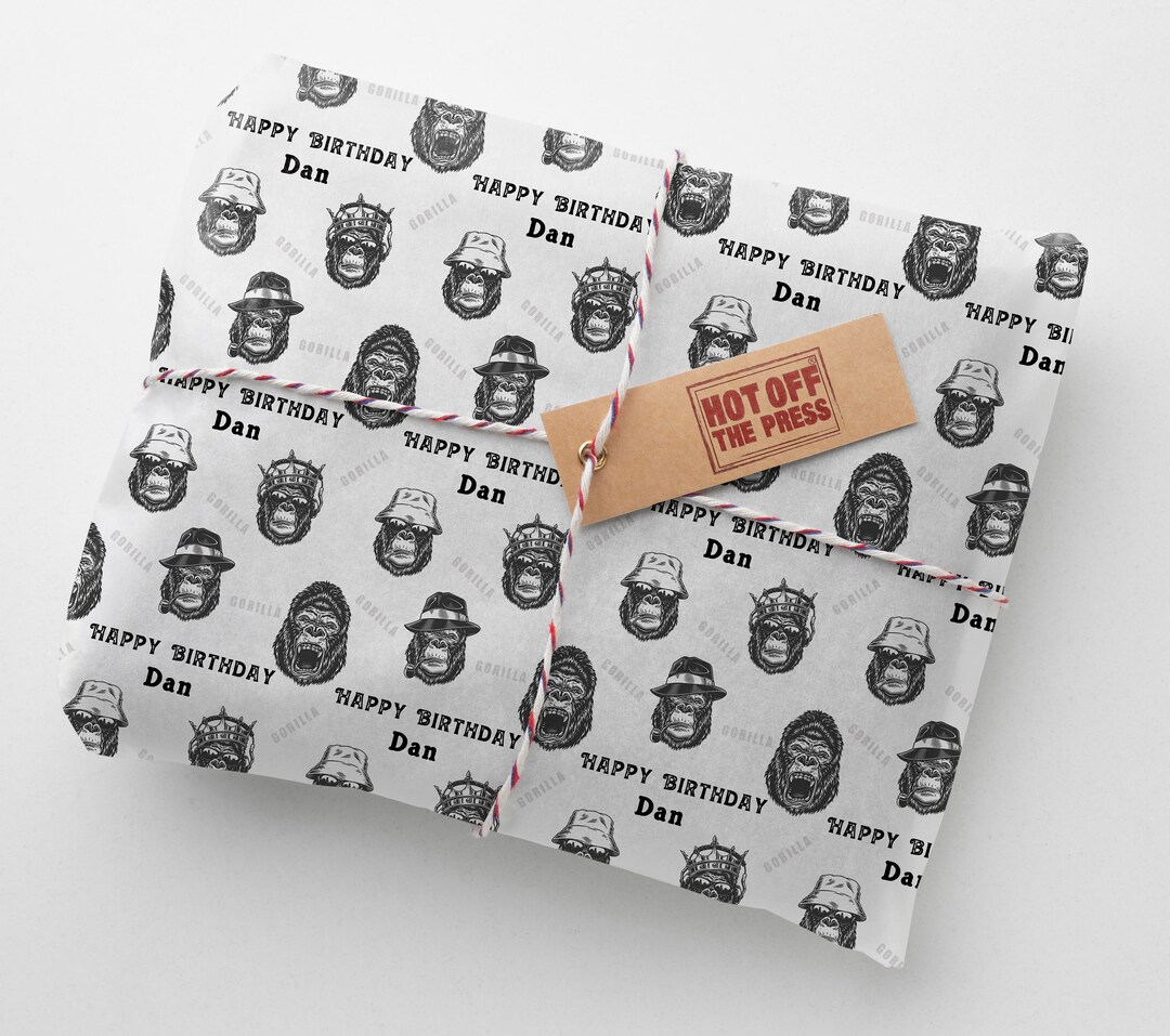 Gorilla Personalised Birthday Wrapping Paper (recyclable) 24 X 32in/610 ...