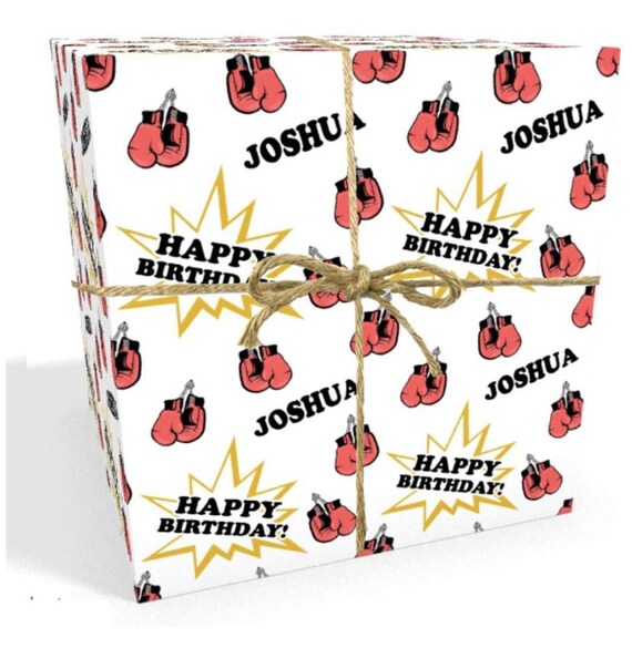 Boxing Gloves Personalised Birthday Gift Wrap | Etsy