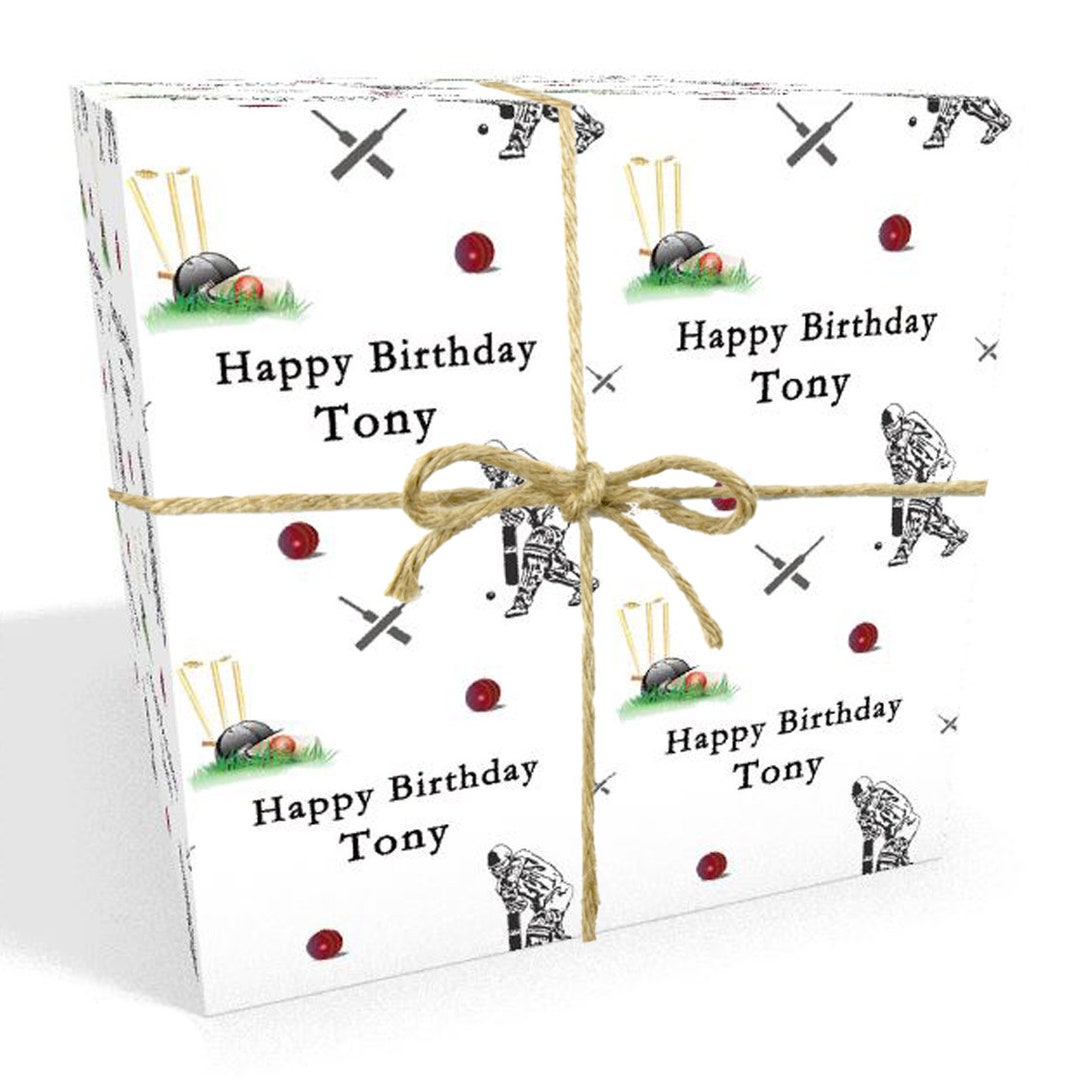 Cricket Fan Personalised Birthday Wrapping Paper (recyclable) 24 X 32in ...