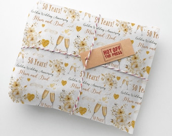 Personalised Golden Wedding Anniversary Wrapping Paper 50 Year ...