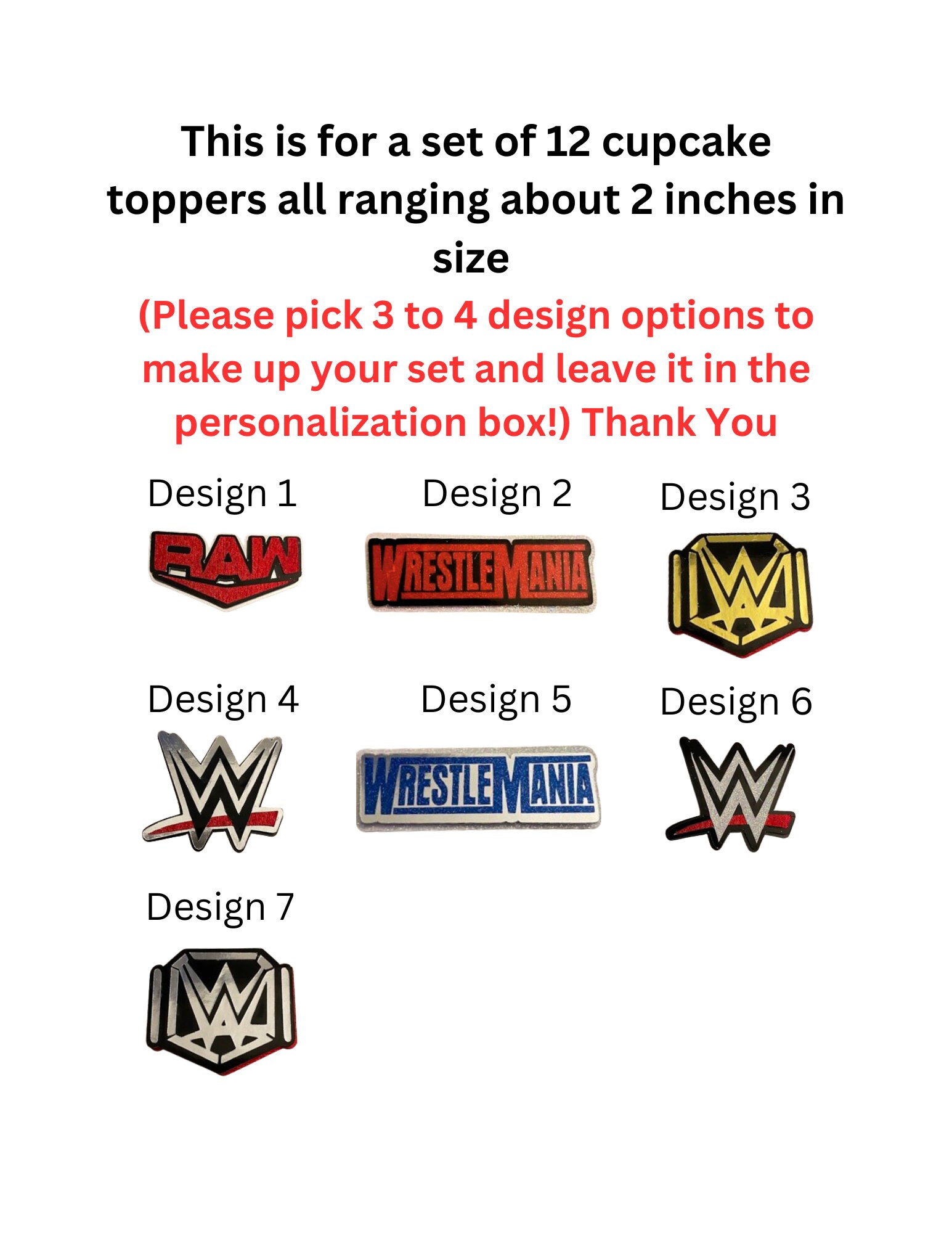 WWE Cupcake Toppers - Etsy