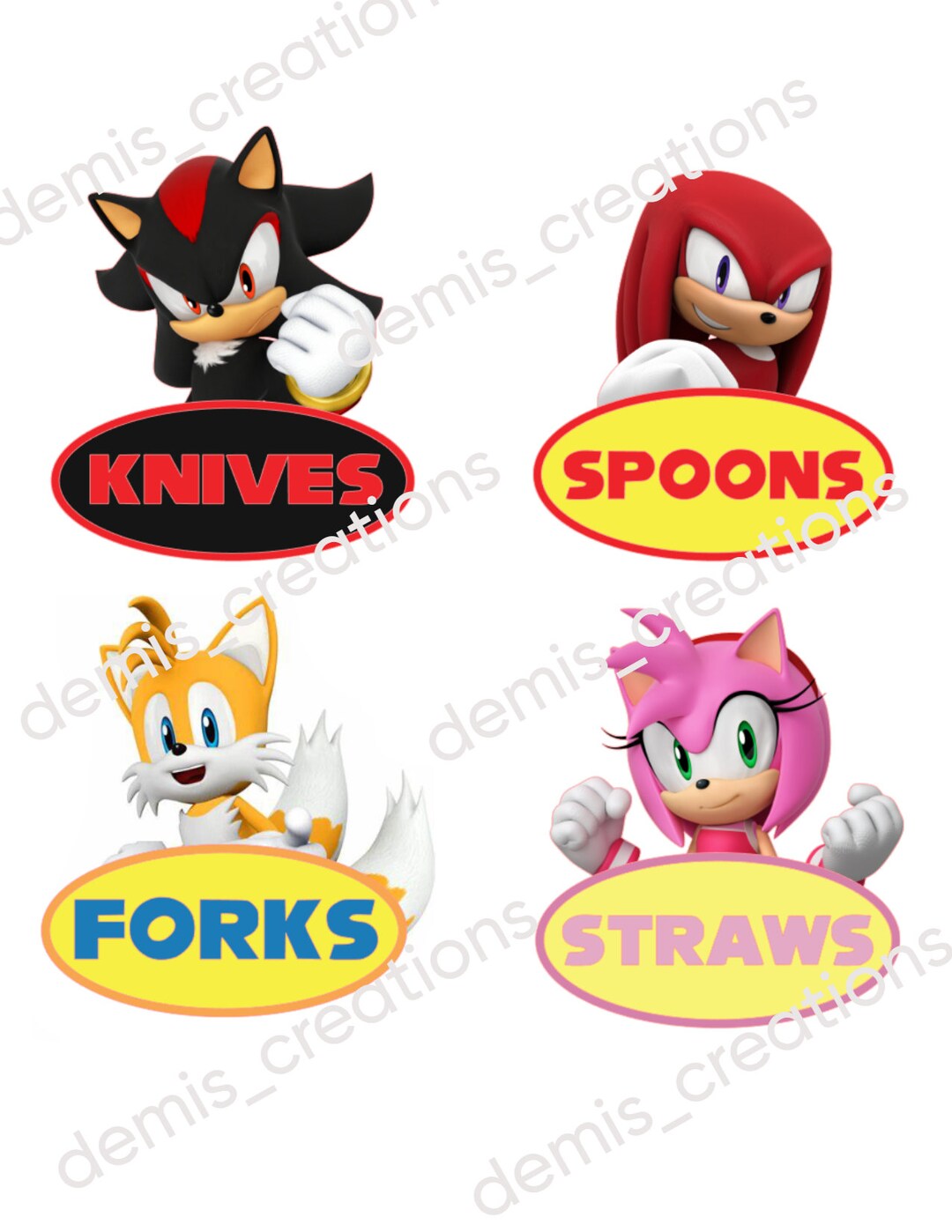 Sonic Character Party Signs - Etsy