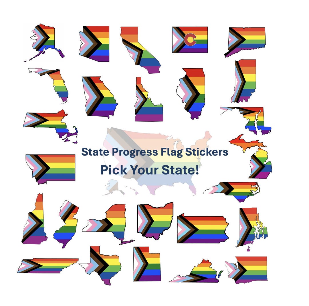 Pack of 5 Progress Flag State Pride Stickers - Pick Your State - Etsy