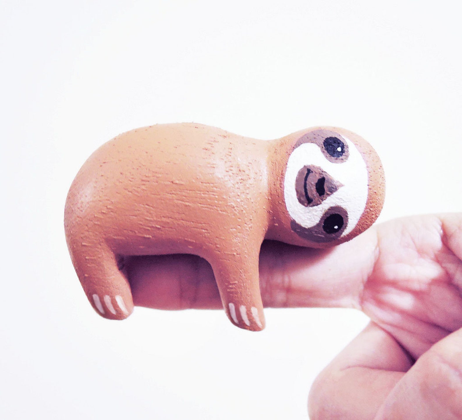 Baby Sloth Figurine Wood Carving, Sculpture, Gift, Hanging Decoration ...