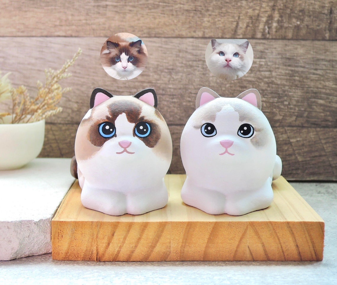 Ragdoll Cat Figurine , Wood Sculpture, Wood Carving, Decoration, Gift ...