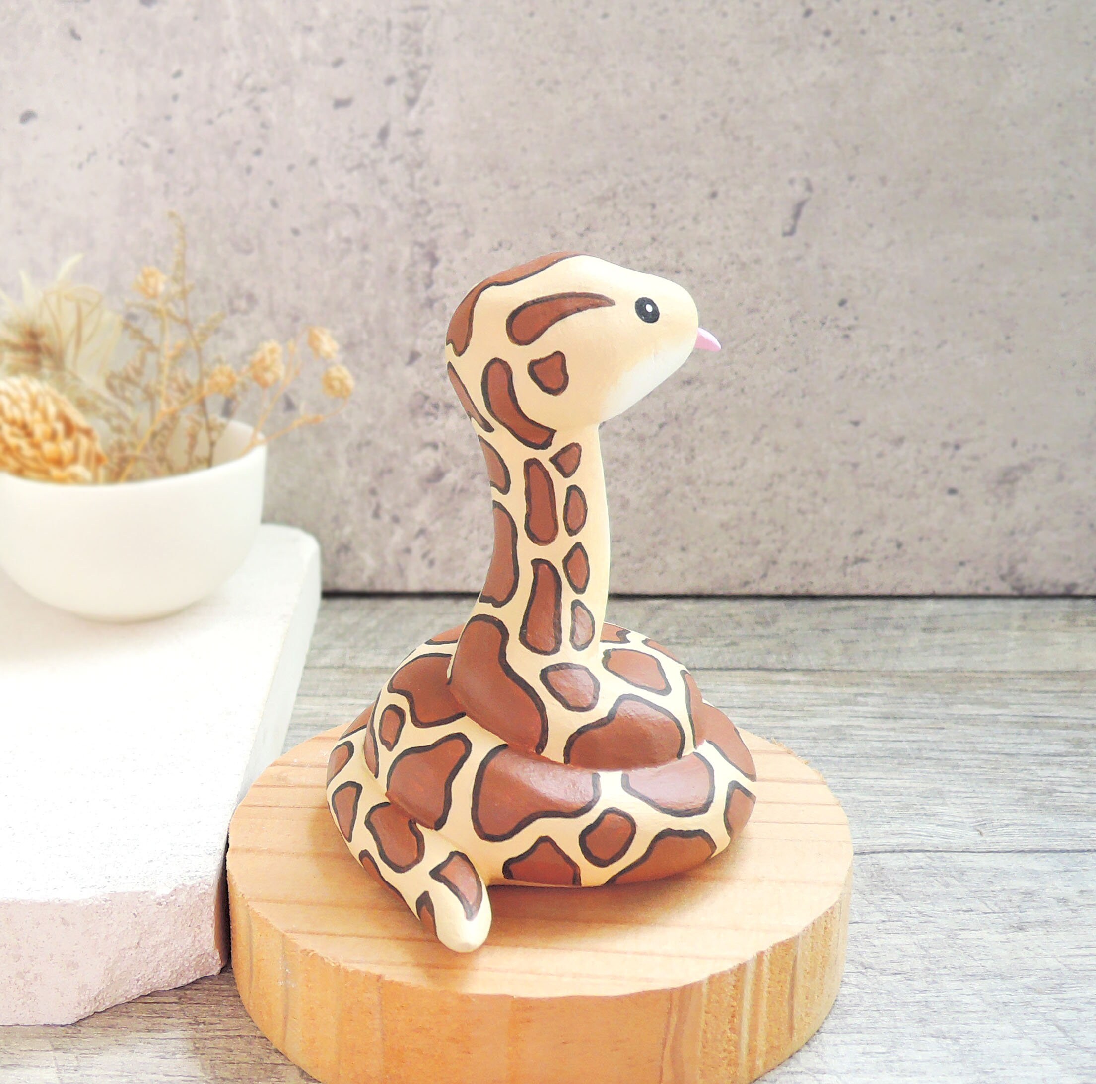 Python, Snake Handmade Carved Figurine, Sculpture, Wood Carving, Home ...