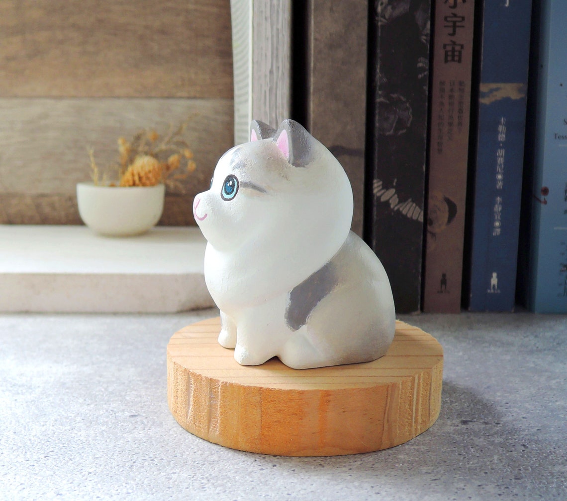 Ragdoll Cat Figurine , Wood Sculpture, Wood Carving, Decoration, Gift ...