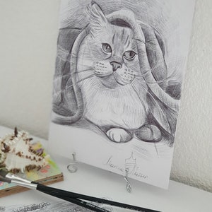 Cat Under the Ceiling Drawing Original Unique Ballpoint Pen Fauna in ...