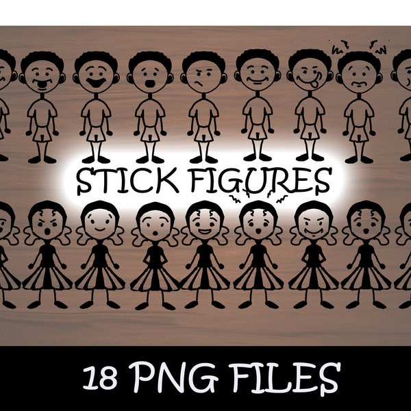 Cartoon Stick Figure Clipart - Etsy