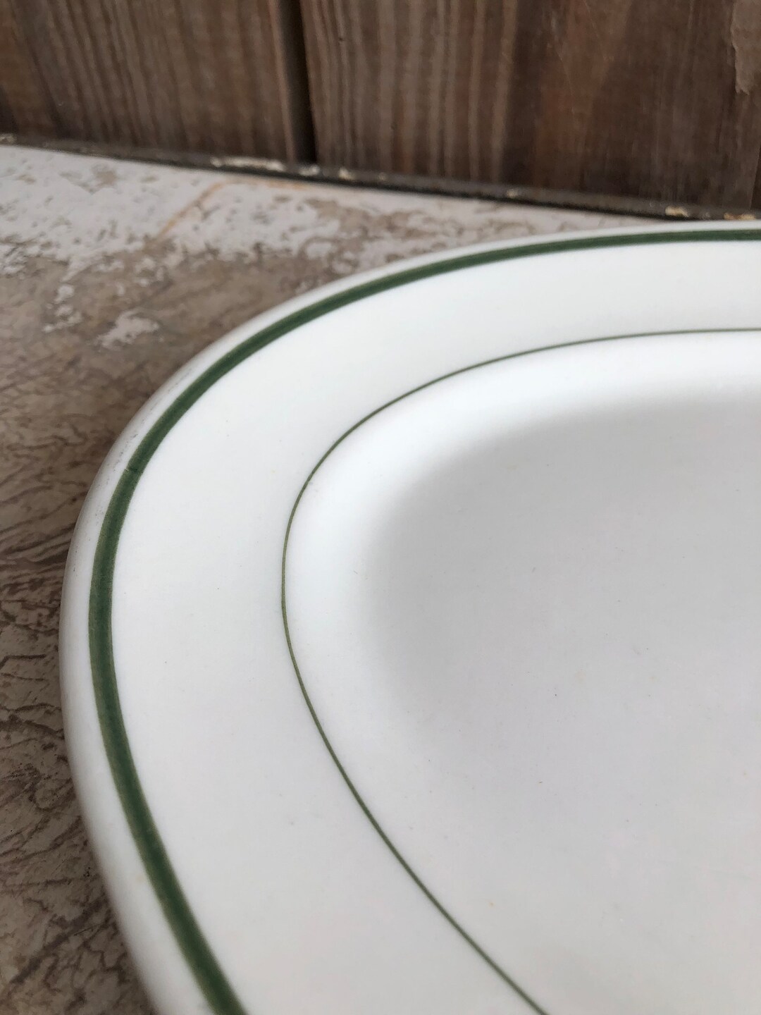 Vintage Green and White Striped Rim Platter Restaurant Ware Poxon ...