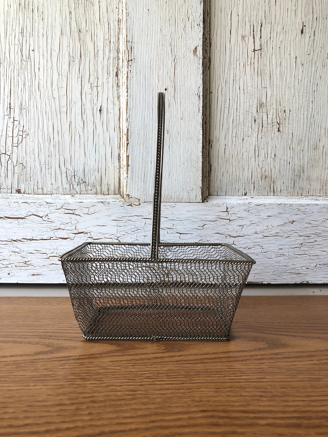 Vintage Silver Wire Mesh Basket With Handle - Etsy