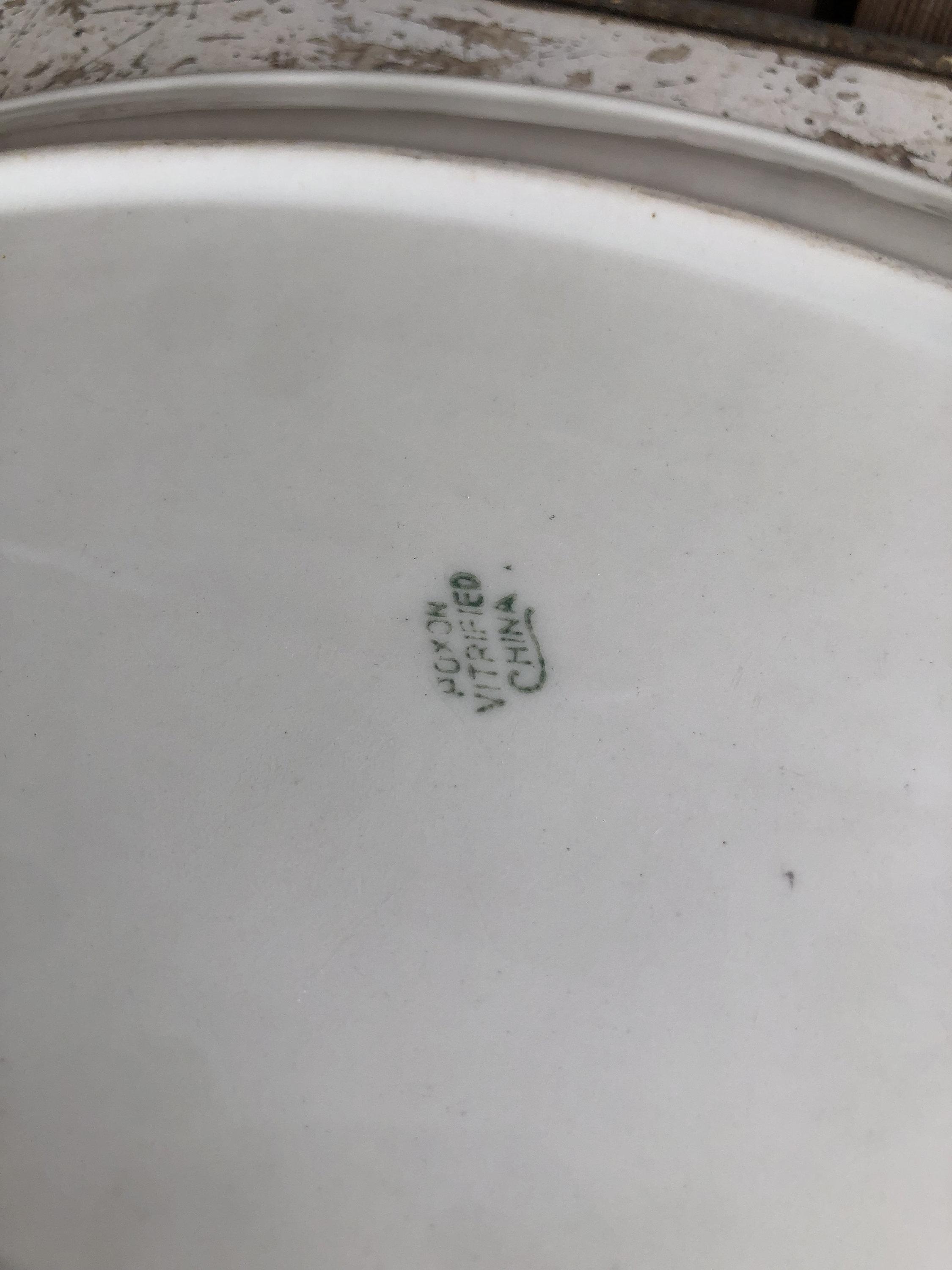 Vintage Green and White Striped Rim Platter Restaurant Ware Poxon ...