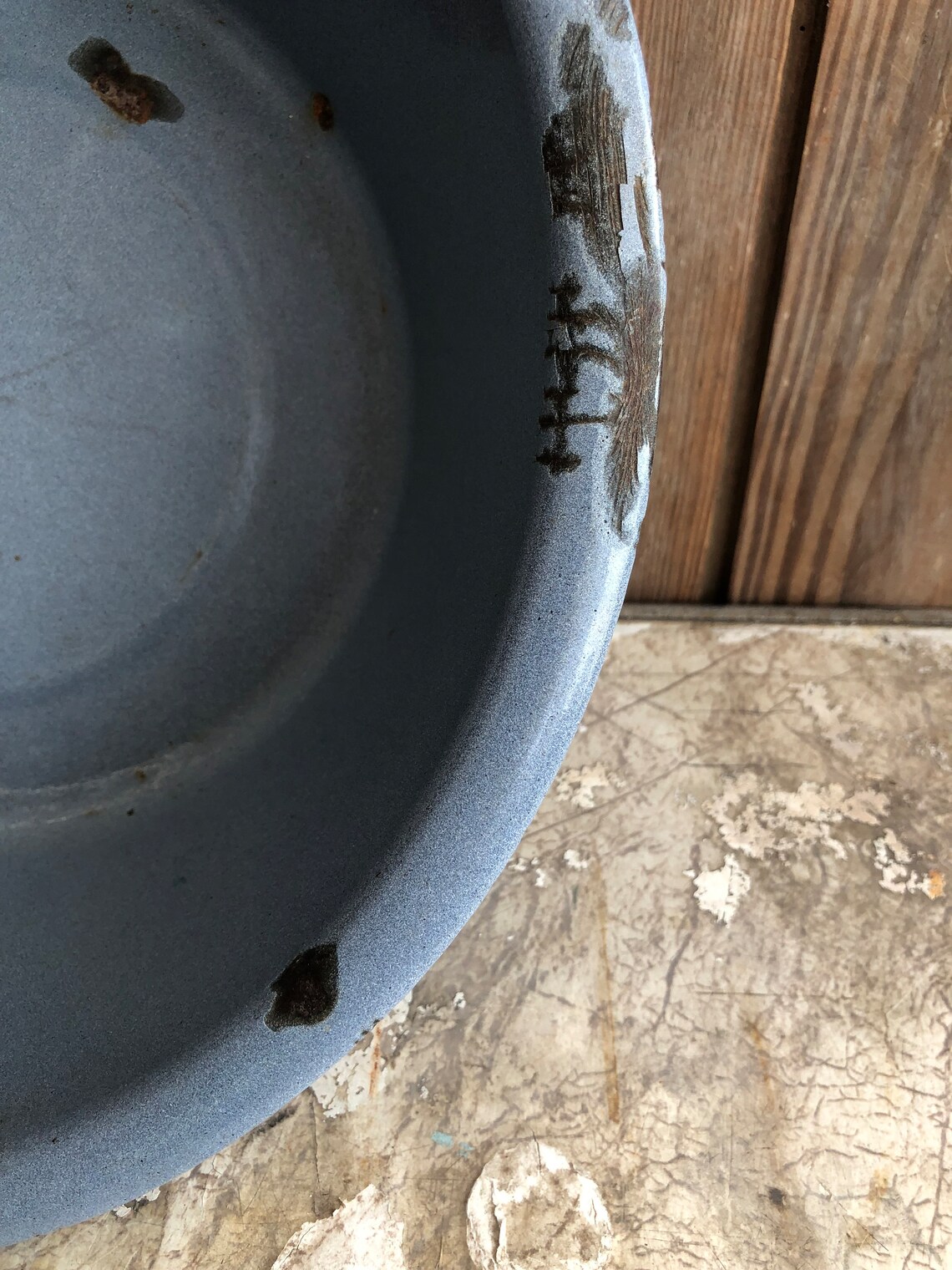 Vintage Large Round Gray Enamelware Washbasin Pan Planter - Etsy