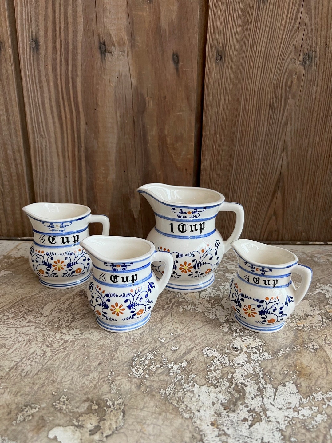 Set of Blue & White Measuring Cups - Etsy