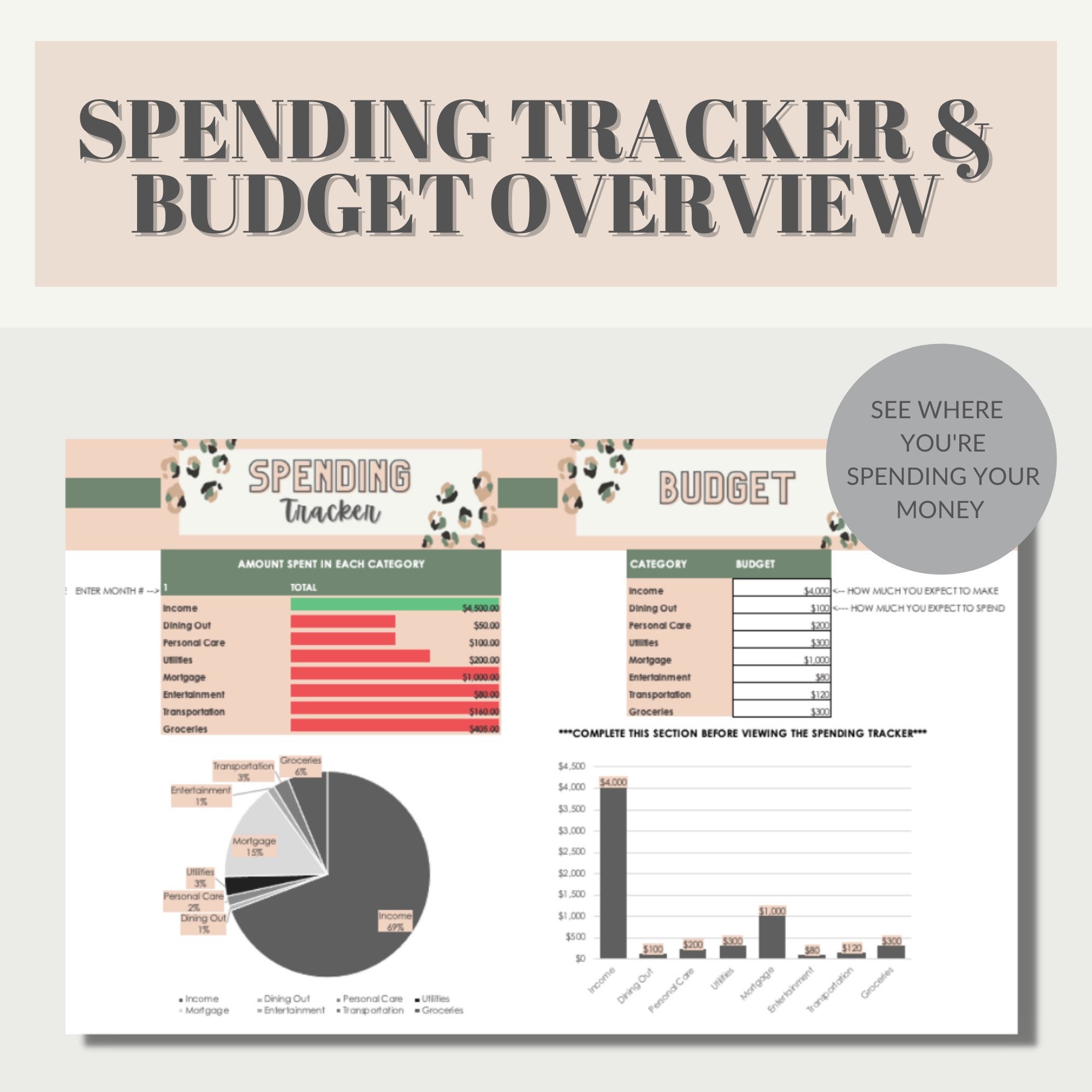 Excel Budget Expense Tracker Excel Spreadsheet Excel - Etsy