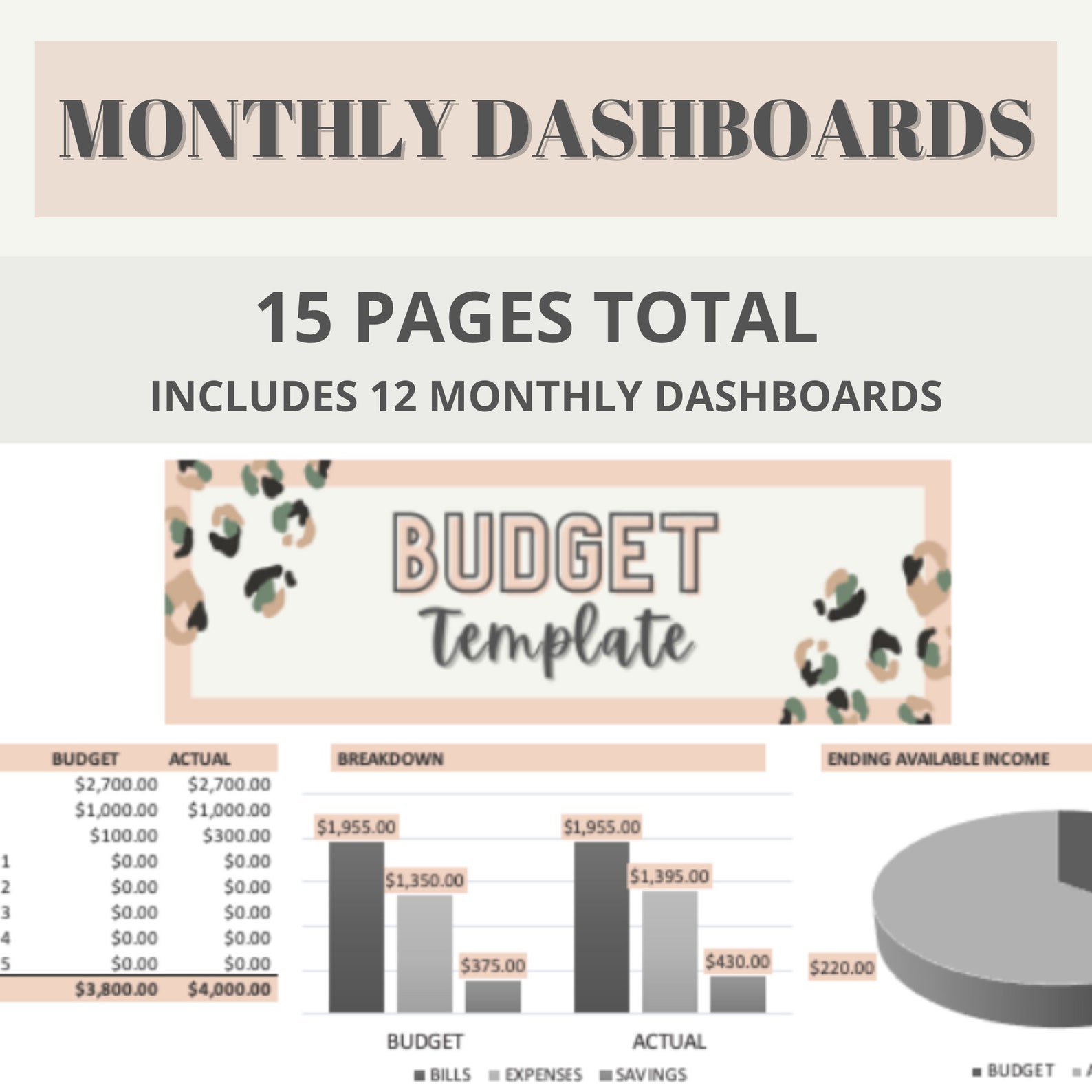 Excel Budget Tracker Template Digital Student Planner - Etsy